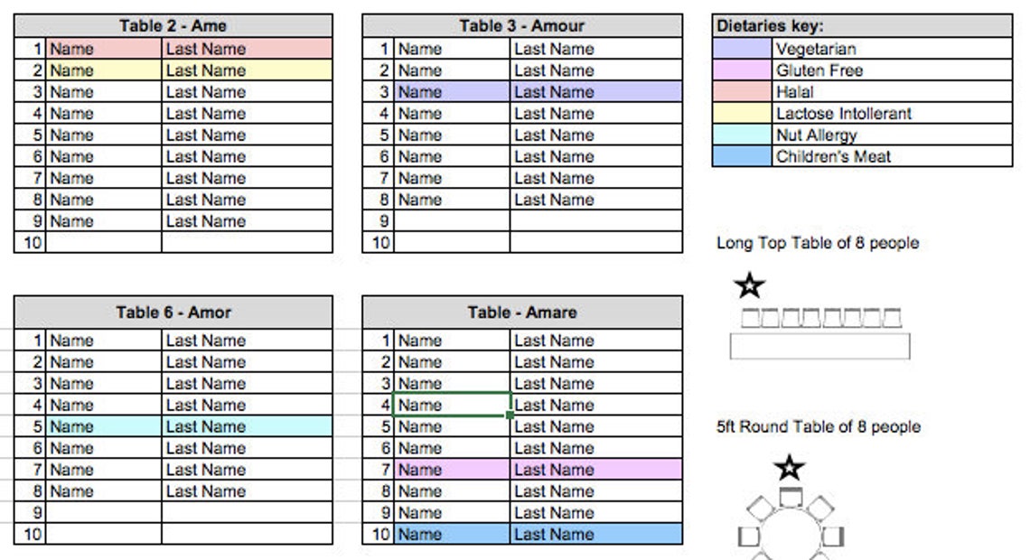 Your Seating Plan Template - Etsy