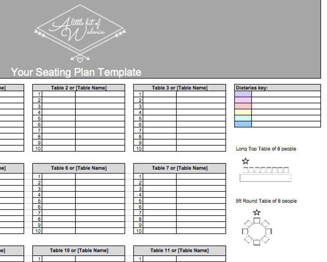 Your Seating Plan Template - Etsy