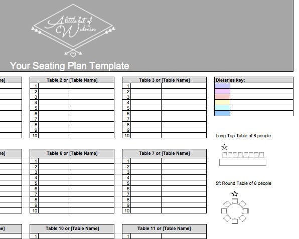 Your Seating Plan Template - Etsy