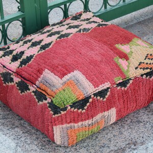Multicolor Pouf Vintage Pouf Home Decor Azilal Pouf Floor Poufs Boho ...