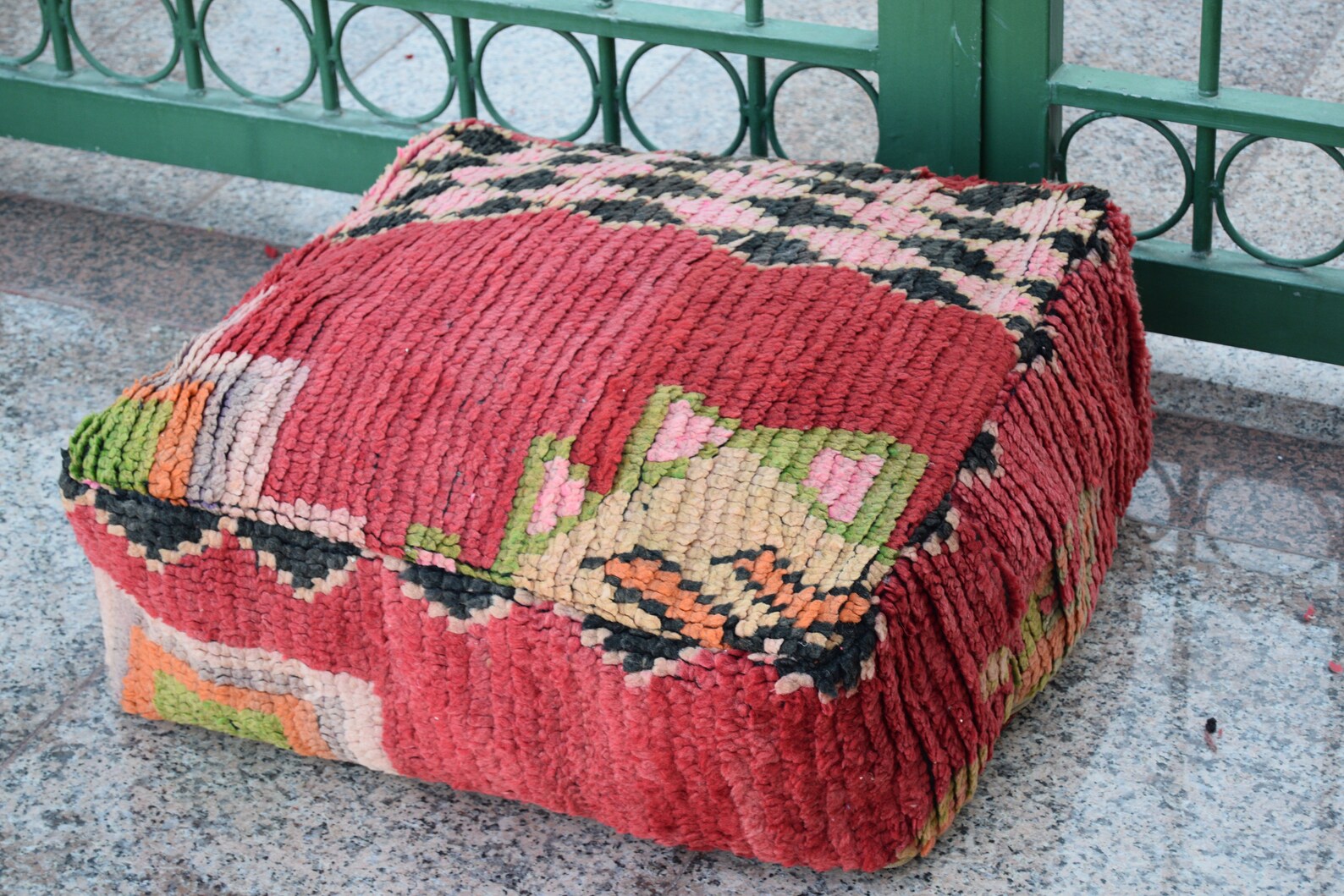 Multicolor pouf Vintage pouf Home decor Azilal pouf Floor | Etsy