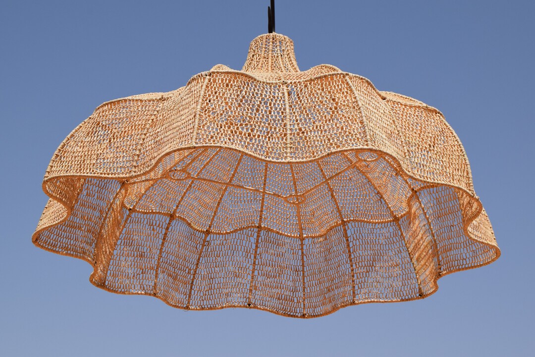 Pendant Lamps Rattan Wave Hanging Lights Handmade Lamp Shade ...