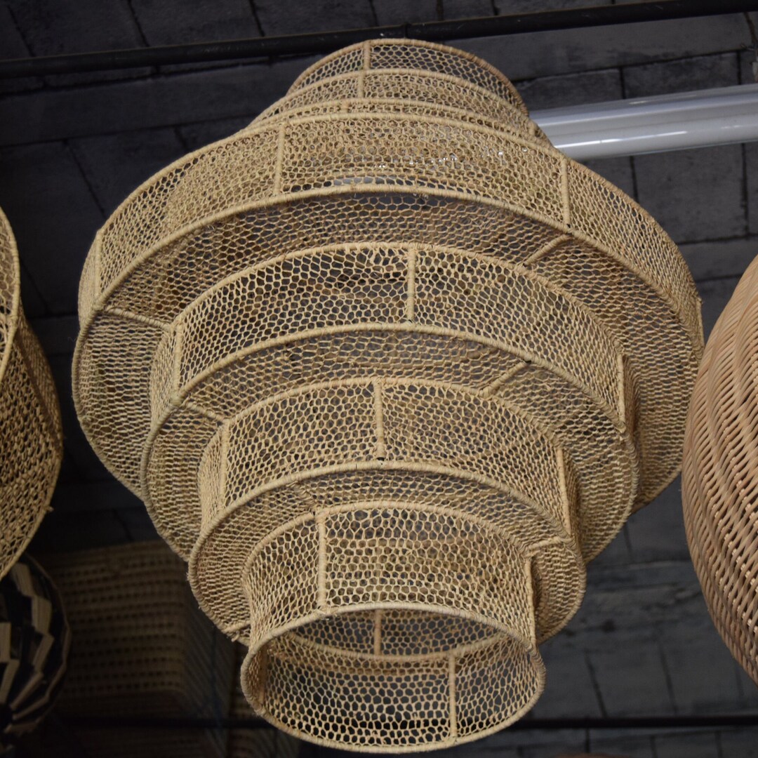 Rattan Pendant Light Chandelier 100 % Natural Wicker - Etsy