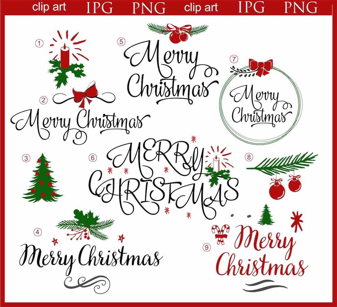 Merry Christmas Word Art, Overlays Merry Christmas, Digital Christmas ...