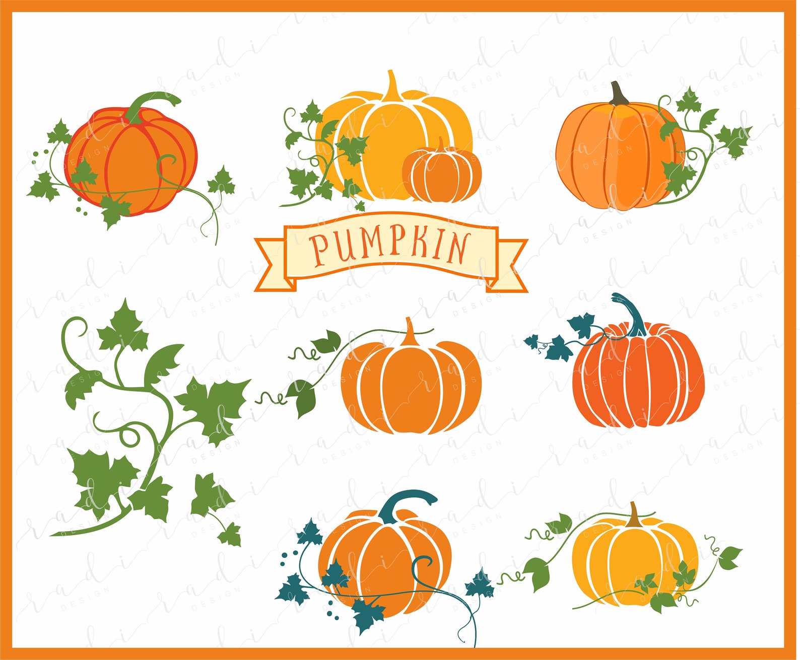 Pumpkin Clip Art Pumpkin Clipart Halloween Clip Art Digital - Etsy