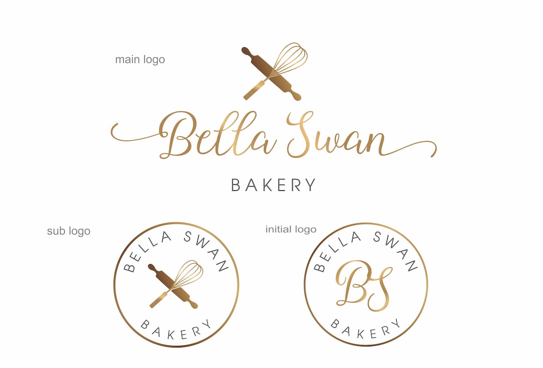 Bakery Logo, Baking Logo, Whisk and Roller Logo, Premade Logo, Cupcake ...