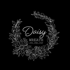 Daisies Wreath, Daisy Hand Drawing Illustration, Botanical Clipart ...