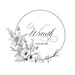 Floral Hand Drawing Circle Frame, Botanical Clipart, Branches Fine Line ...