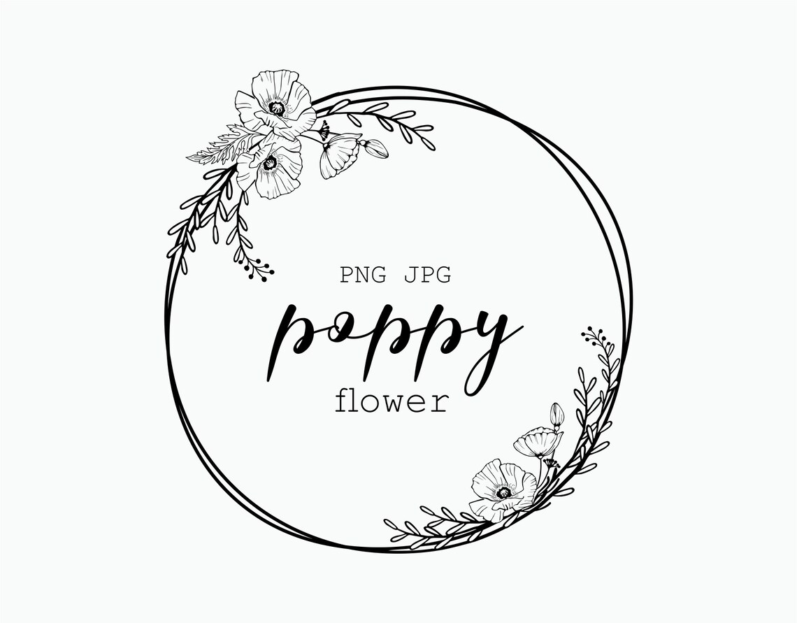 Wreath Clipart, Poppy Wreath Clipart, Floral Frame Clipart, Circle ...