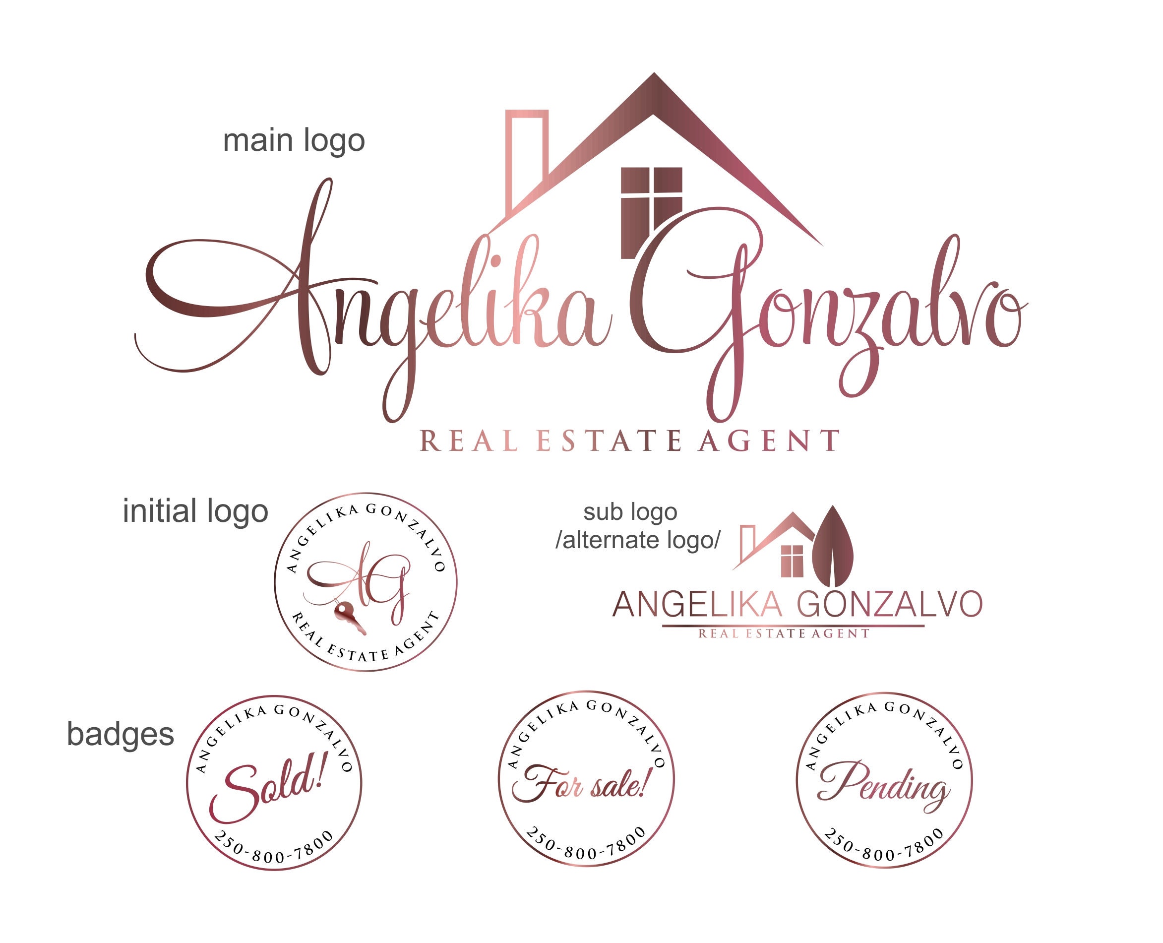 Real Estate Agent Logo Realtor Logo Home for Sale Circle - Etsy