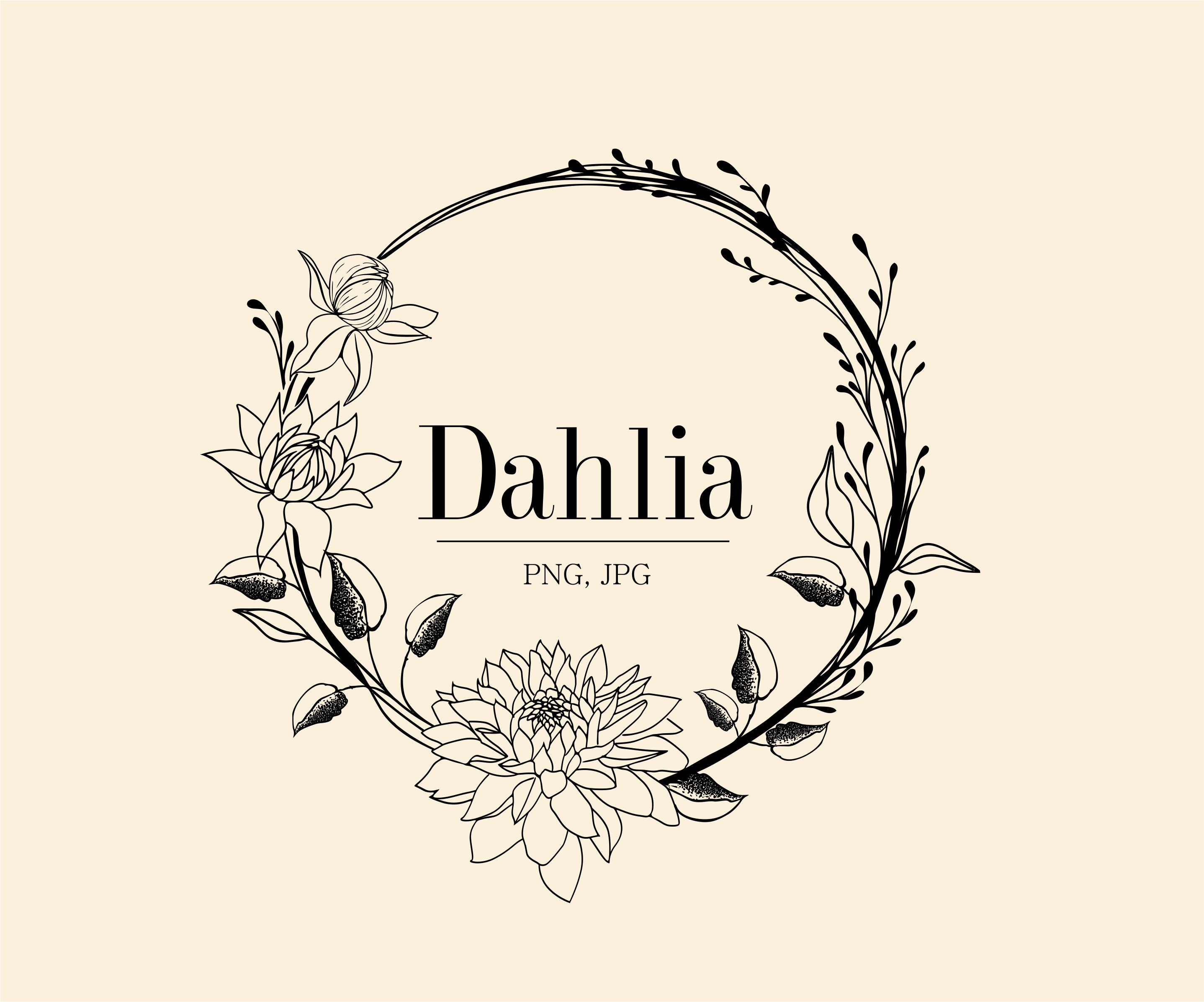 Dahlia Flower Clipart, Floral Illustrations, Flower Clipart, PNG ...