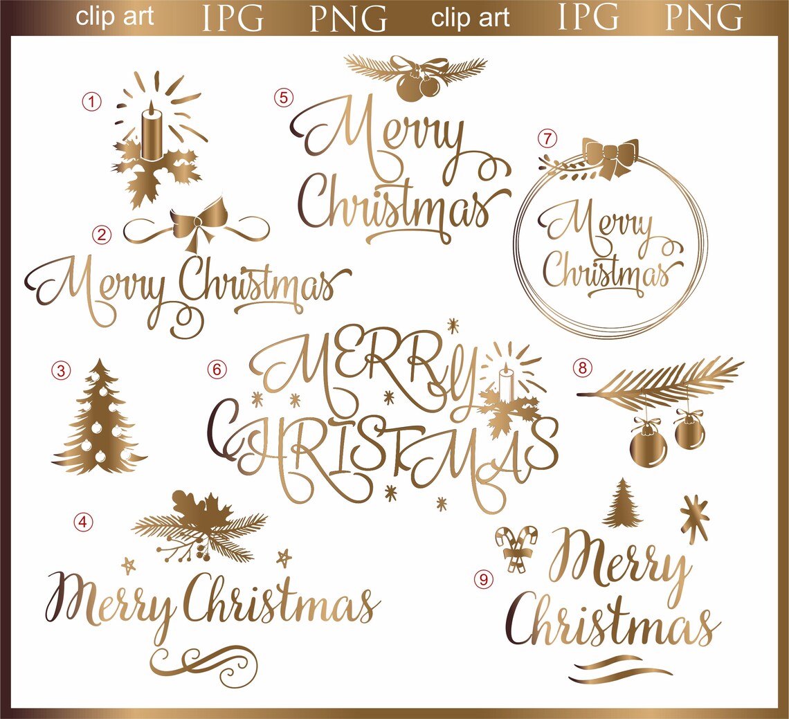 Merry Christmas Word Art Overlays Merry Christmas Digital - Etsy