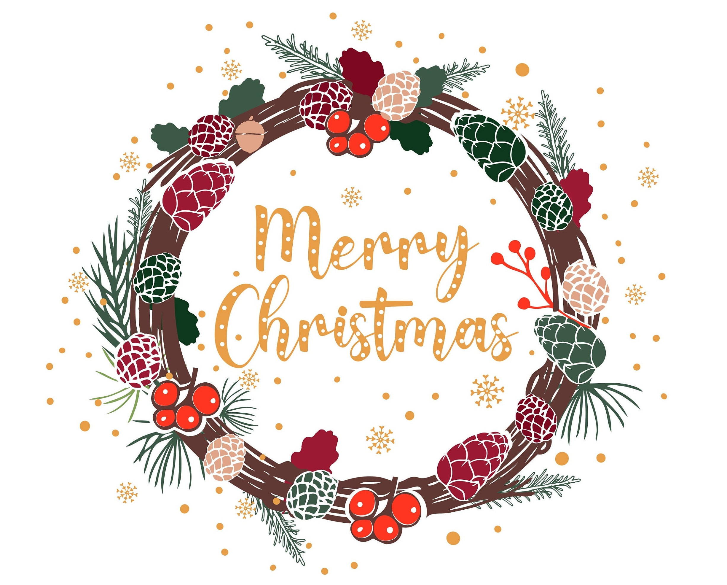 Christmas Wreath Clipart, Floral Frame Clipart, Winter Clipart, Digital ...