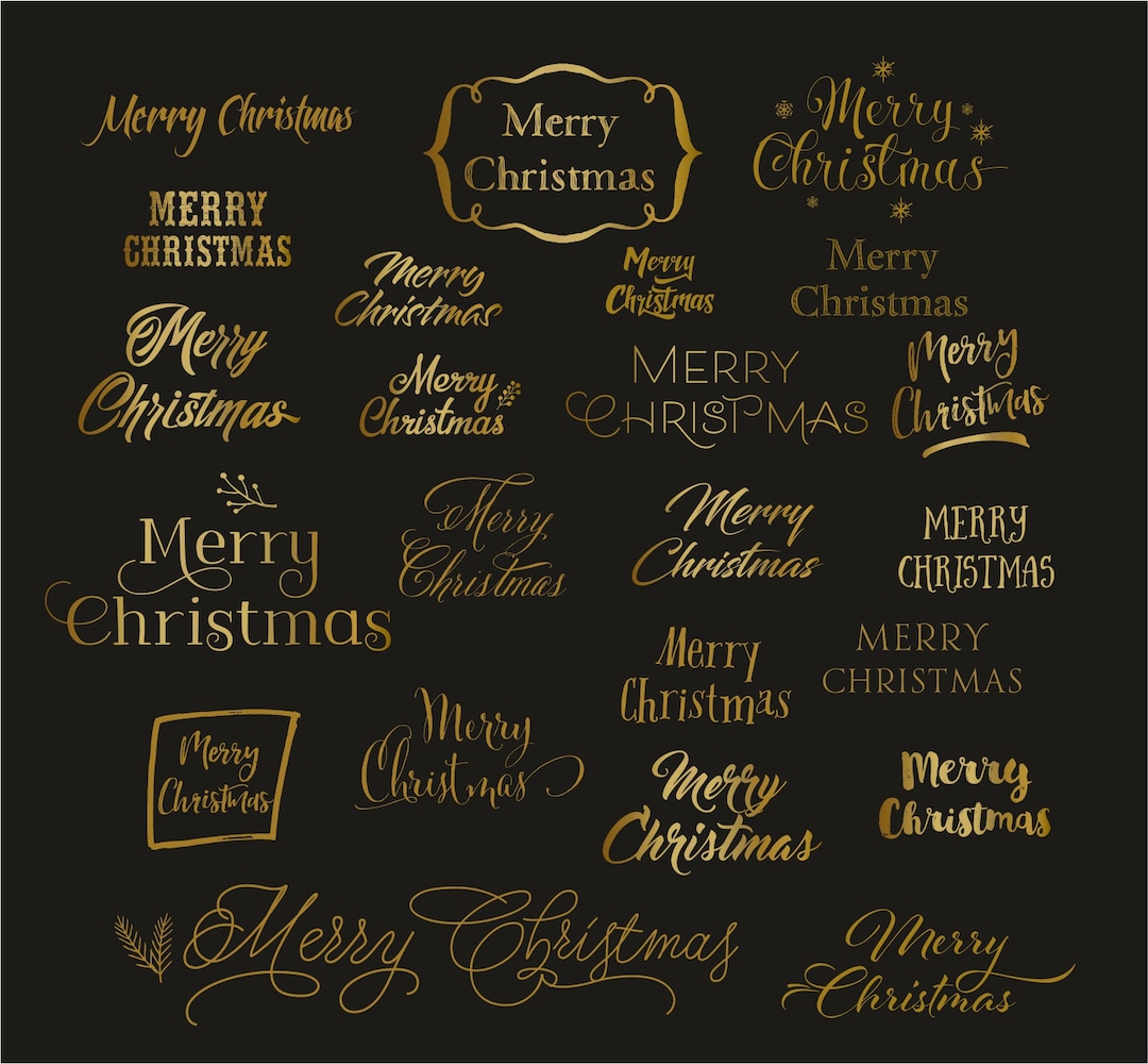 Merry Christmas Word, Merry Christmas Words, Digital Gold Christmas PNG ...