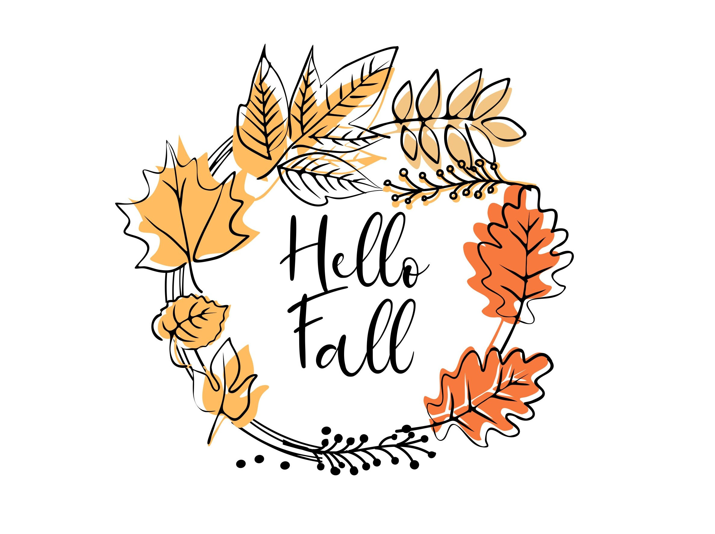 Hello Fall PNG, Fall Illustration PNG, Fall Leaves Clip Art, Instant Download, Digital Download ...