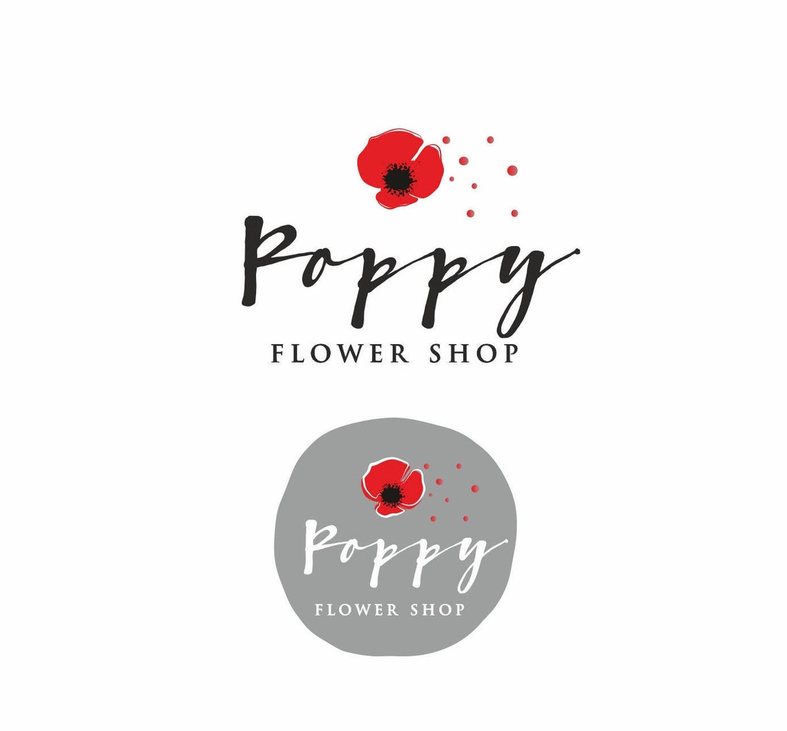 Poppy Logo Premade Logo Design Floral Logo Flower Logo - Etsy