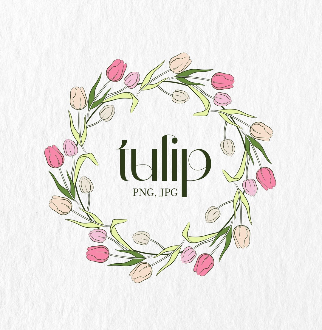 Spring Floral Wreath Clip Art, Tulip Wreath Clipart Png, Botanical ...