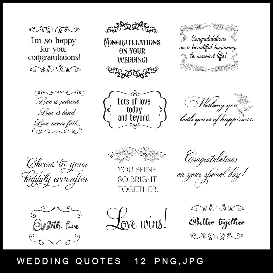 Wedding Quote Marriage Bundle Digital Files PNG, JPG Love Words Black ...