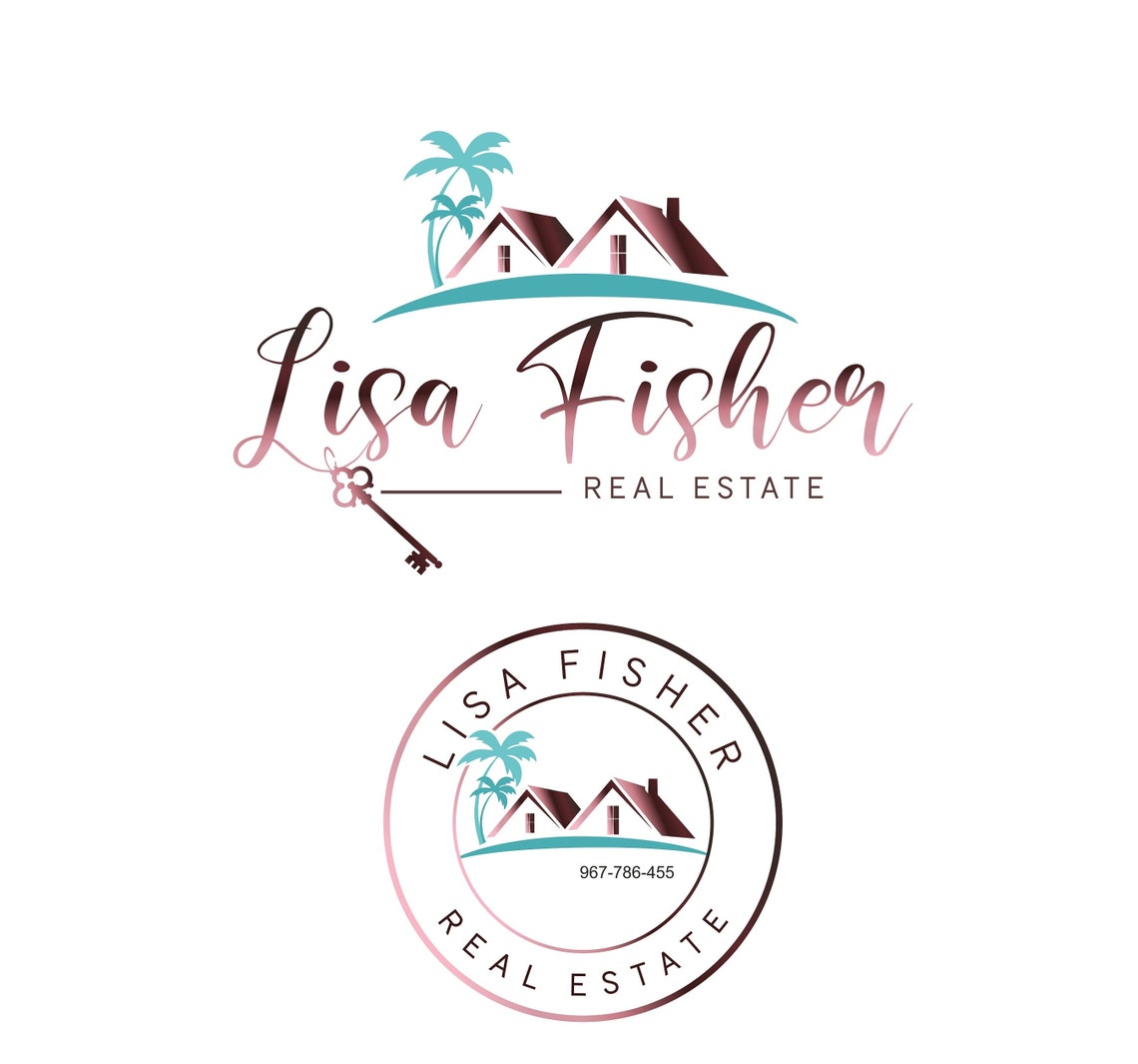 Realtor Logo Design, Beach Palm Logo, Broker Logo, Realty Branding ...
