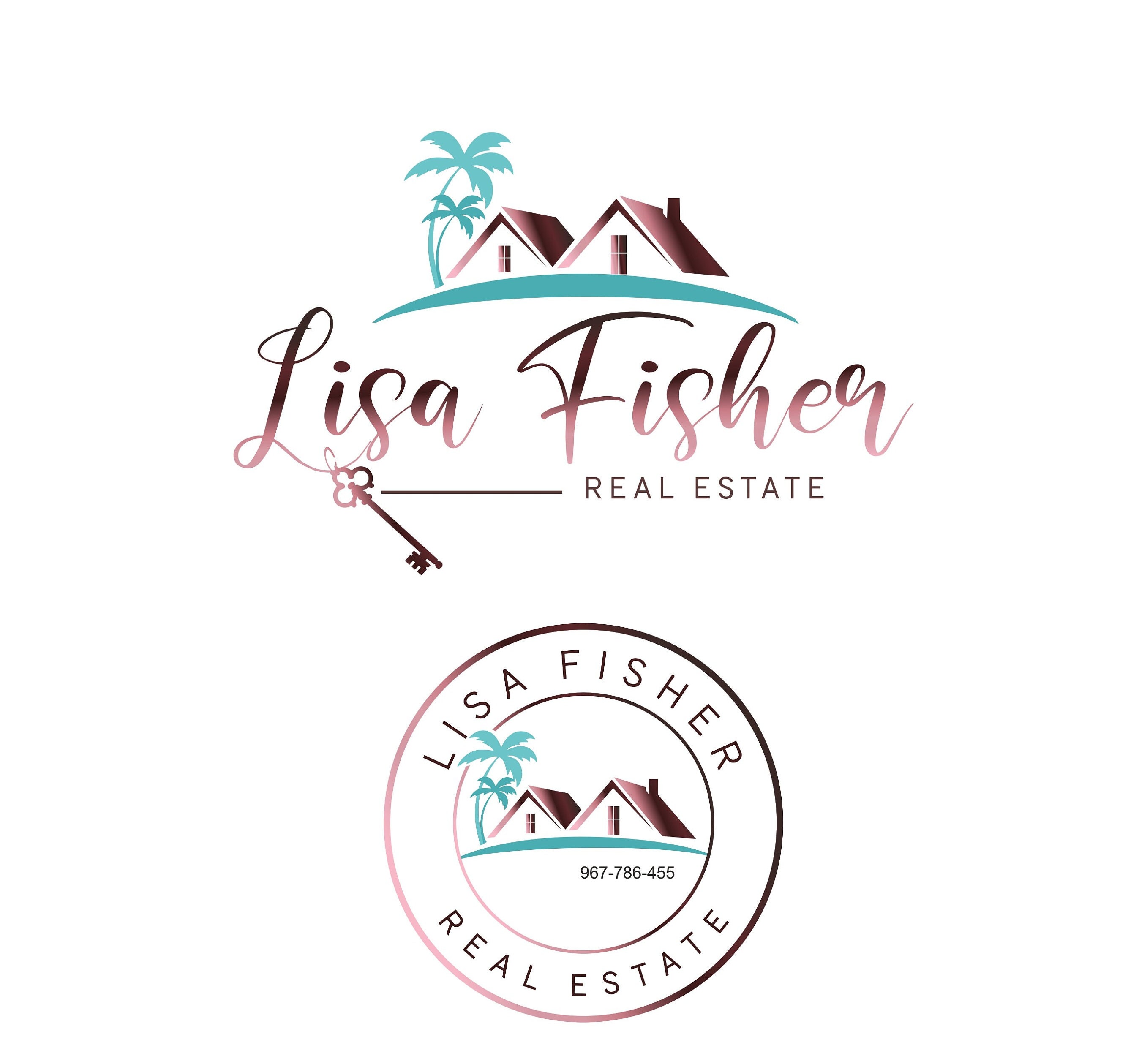 Realtor Logo Design, Beach Palm Logo, Broker Logo, Realty Branding ...
