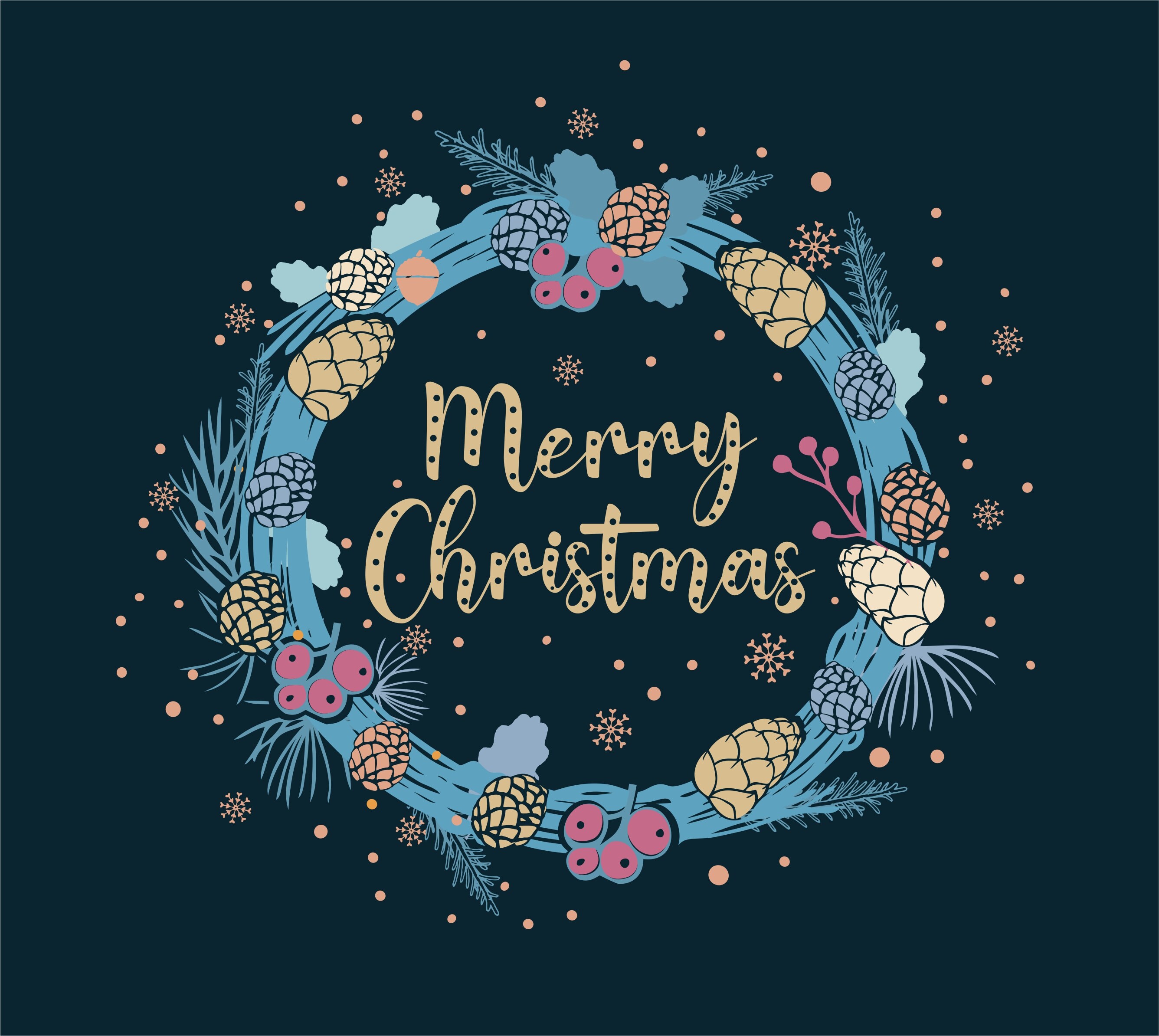 Christmas Wreath Clipart, Floral Frame Clipart, Winter Clipart, Digital ...