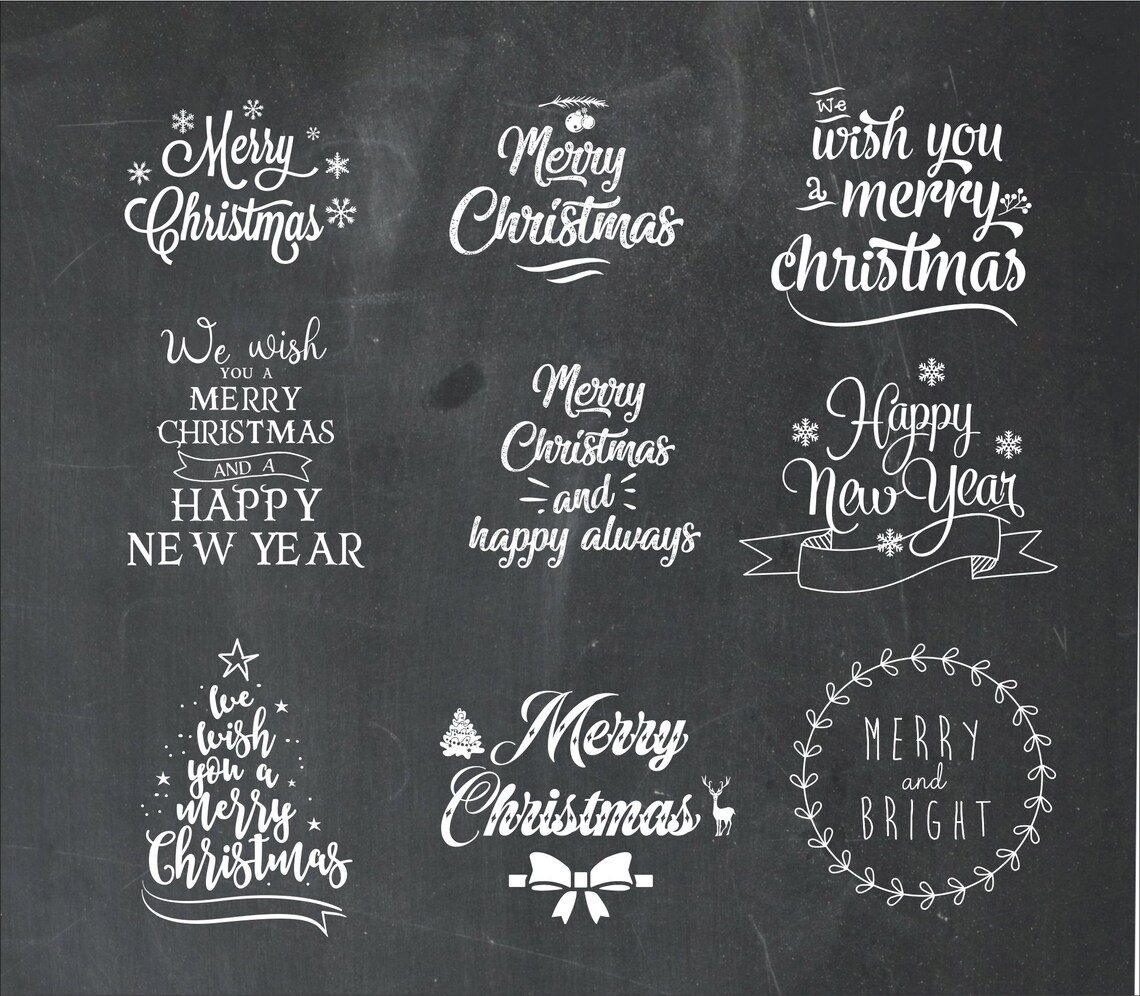 Christmas Overlays Merry Christmas Word Art Overlays for - Etsy