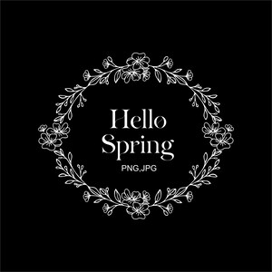 Hello Spring Flowers Clipart, Floral Line Art, Botanical Clipart Design ...