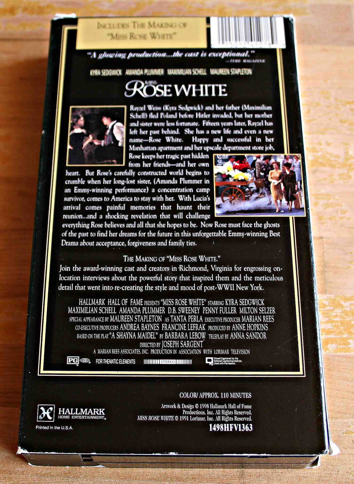 Miss Rose White, 1992 (vhs)--kyra Sedgewick, Amanda Plummer, Maximillian Schell, Maureen ...