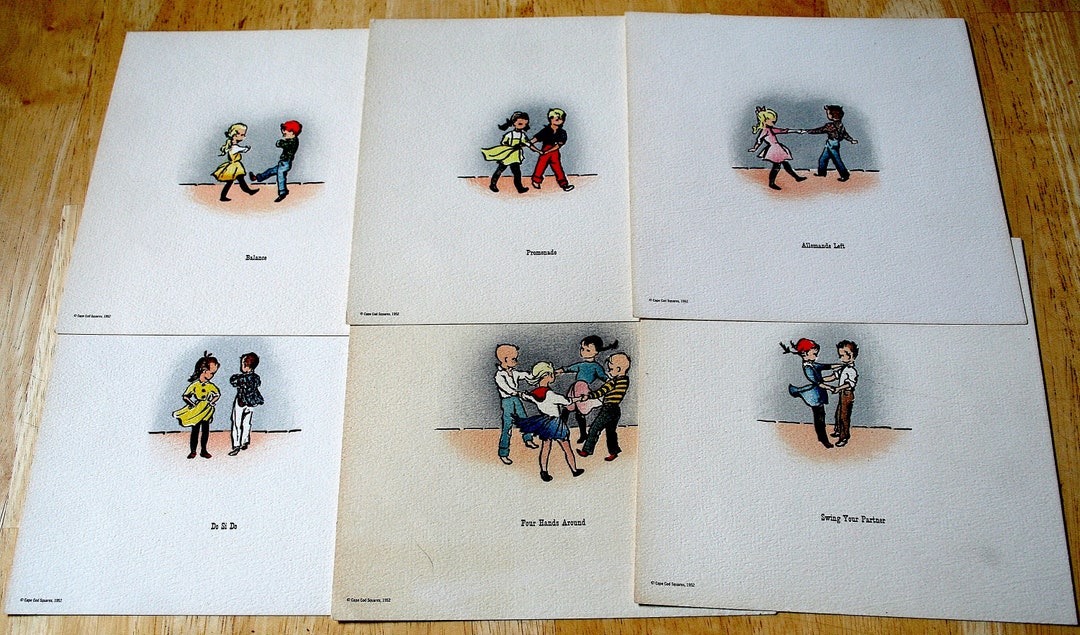 6 Square Dancing Cards--6" X 6"--art--frame--drawing--home and Office ...