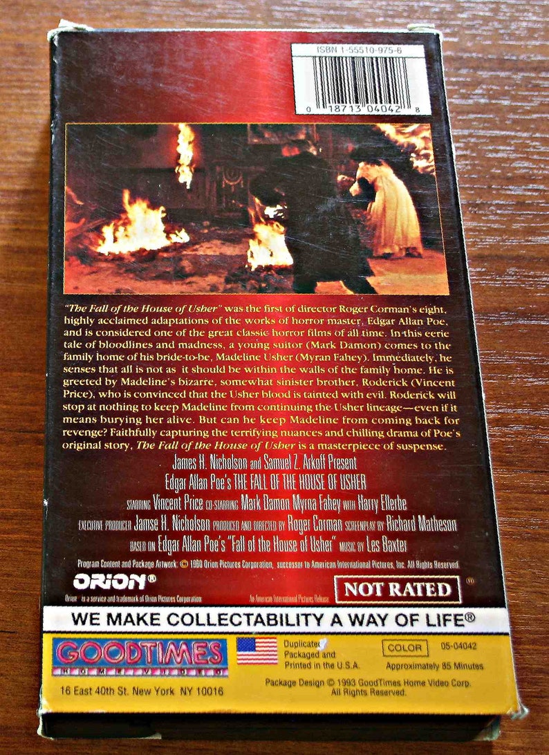 The Fall of the House of Usher 1960 VHS 1993vincent - Etsy