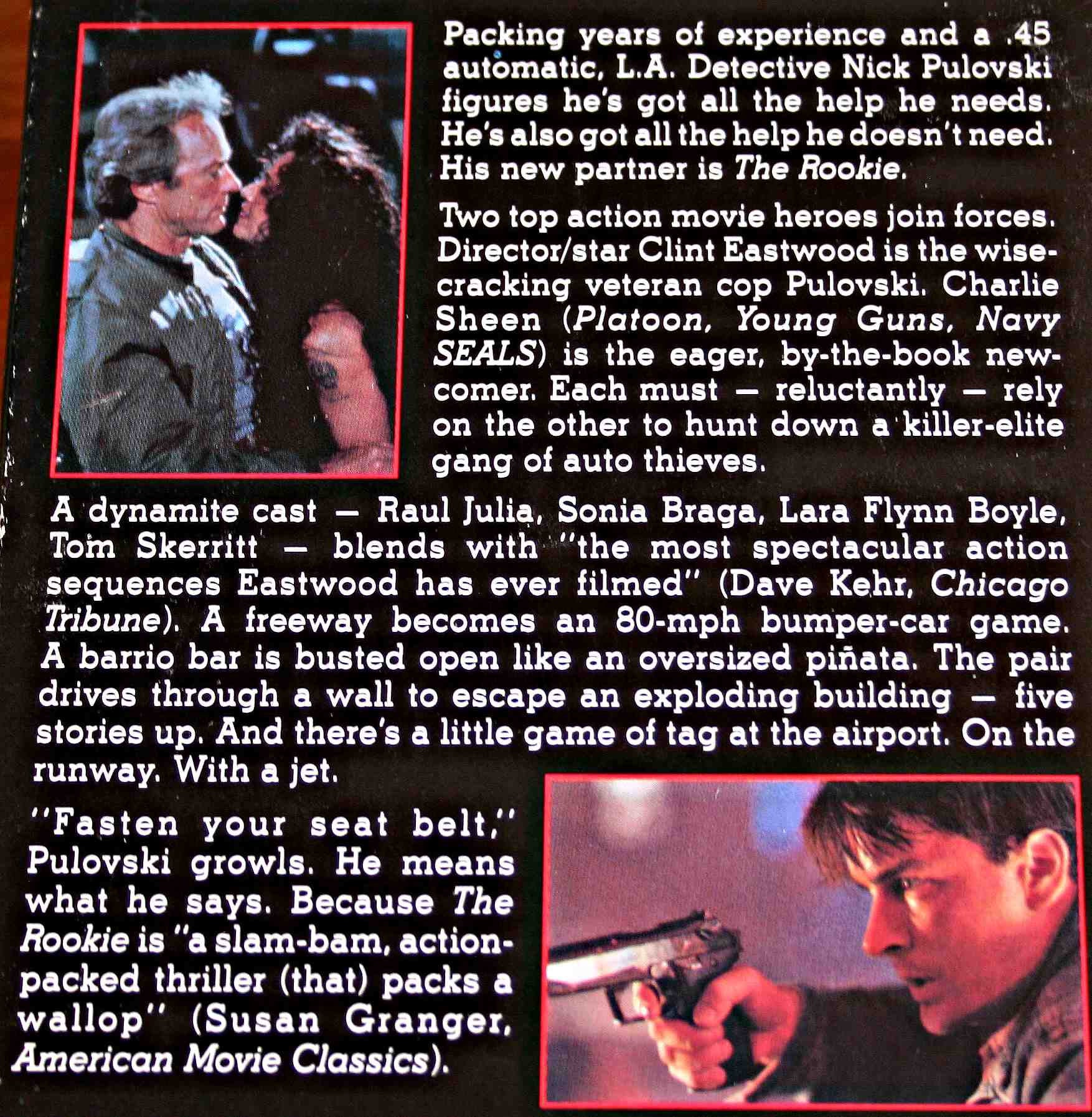 The Rookie, 1990 vhsclint Eastwood, Charlie Sheen, Sonja Braga, Raul ...