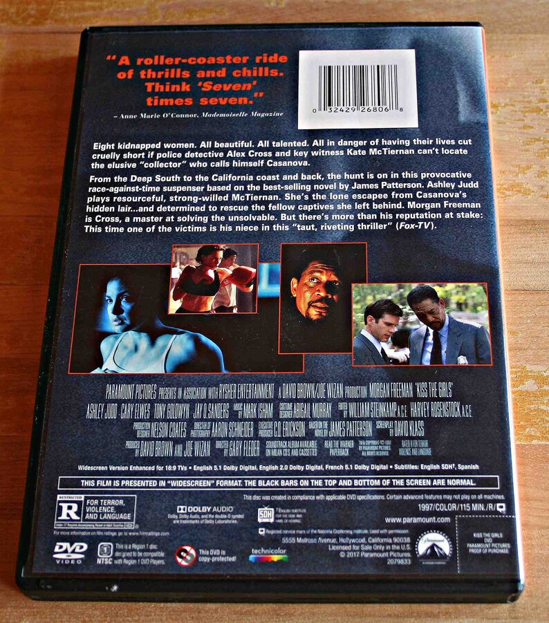 Kiss the Girls, 1997 (dvd)--morgan Freeman, Ashley Judd, Tony Goldwyn ...