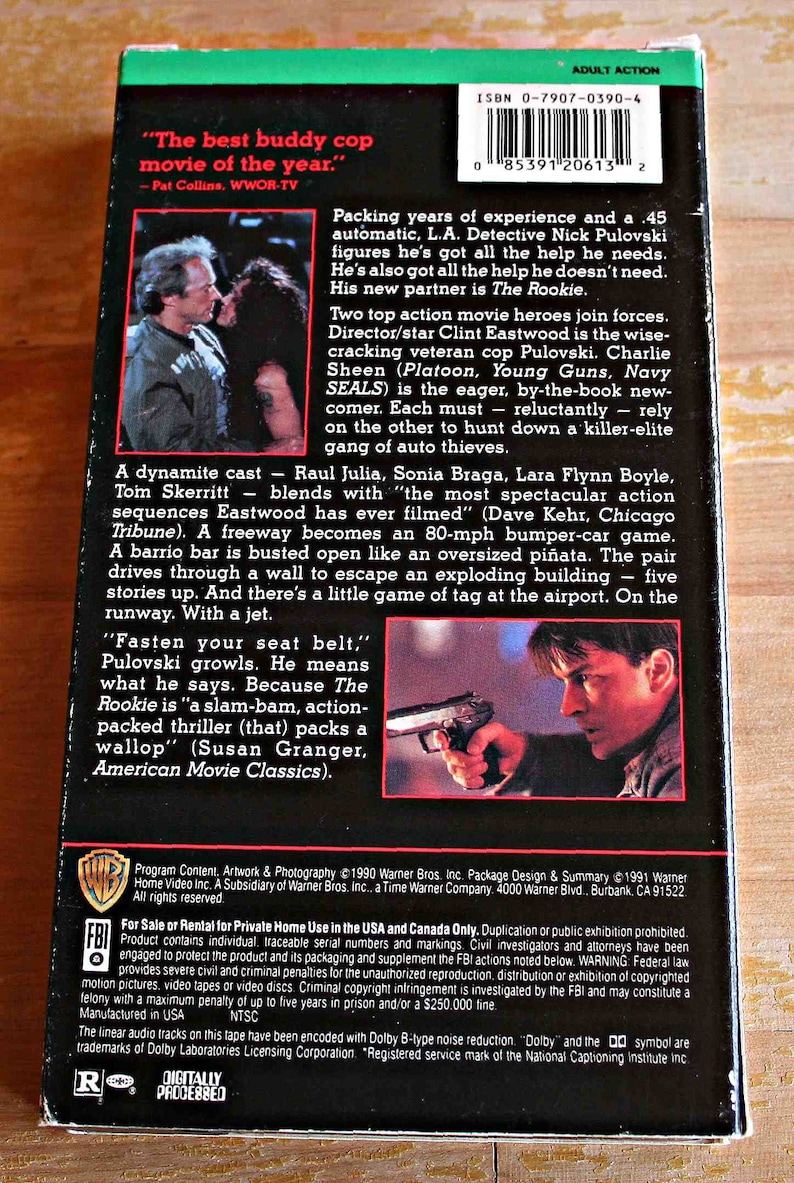 The Rookie, 1990 vhsclint Eastwood, Charlie Sheen, Sonja Braga, Raul ...