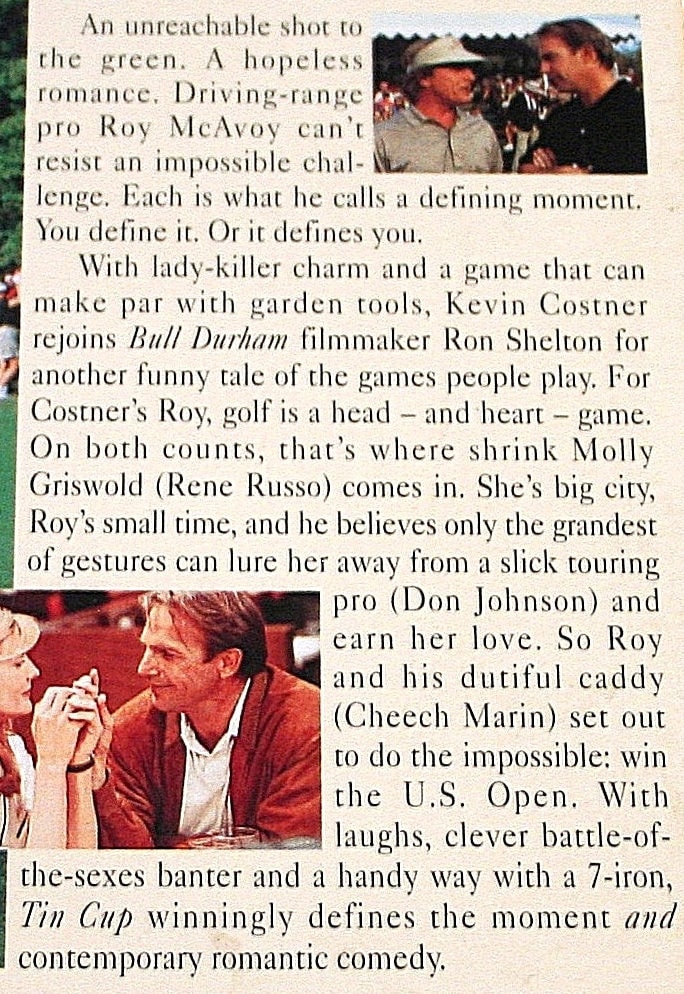 Tin Cup--kevin Costner, Rene Russo, Cheech Marin, Don Johnson--ron ...