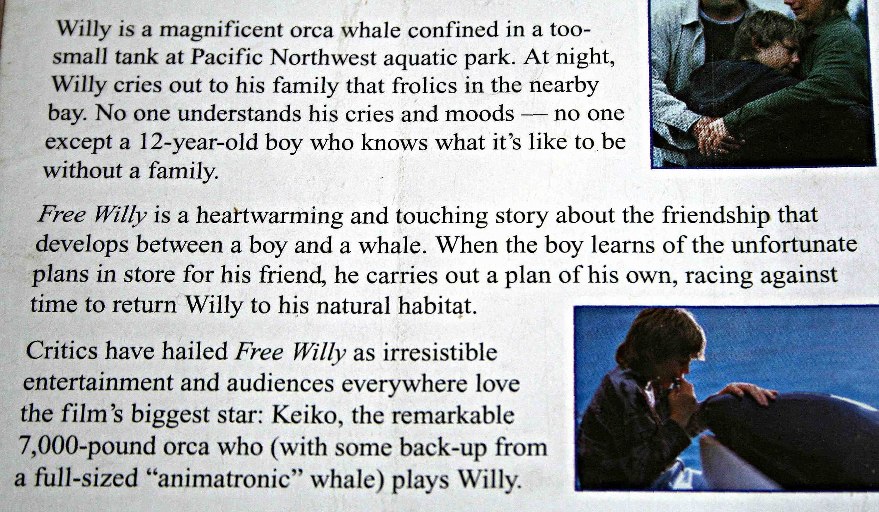Free Willy, 1993 (VHS, 1993) Jason James Richter, August Schellenberg ...
