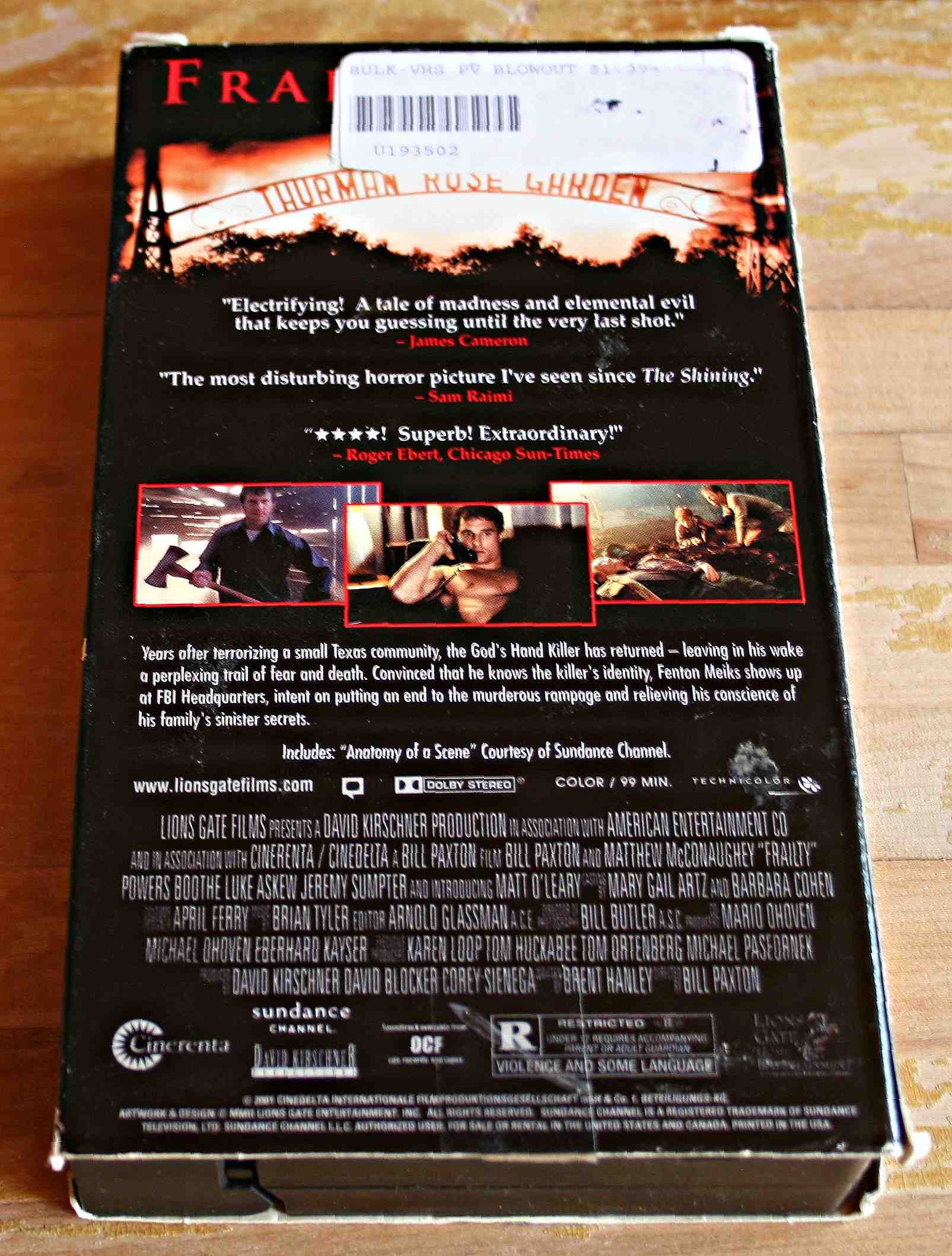 Frailty, 2001 (vhs)--bill Paxton, Matthew Mcconaughey, Powers Boothe ...