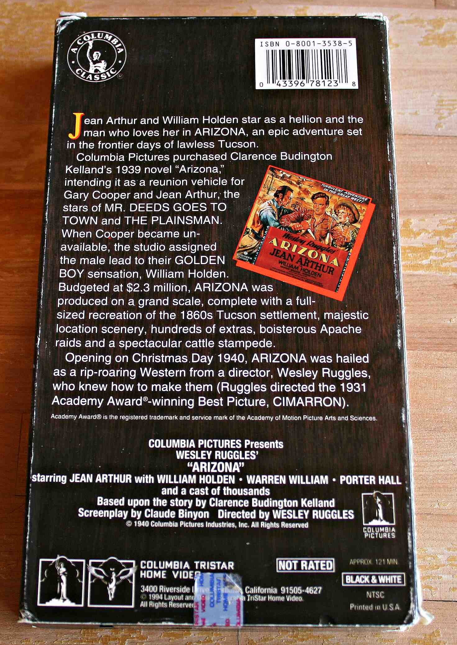 Arizona, 1940 VHS, 1994william Holden, Jean Arthur, Porter Hall, Warren ...