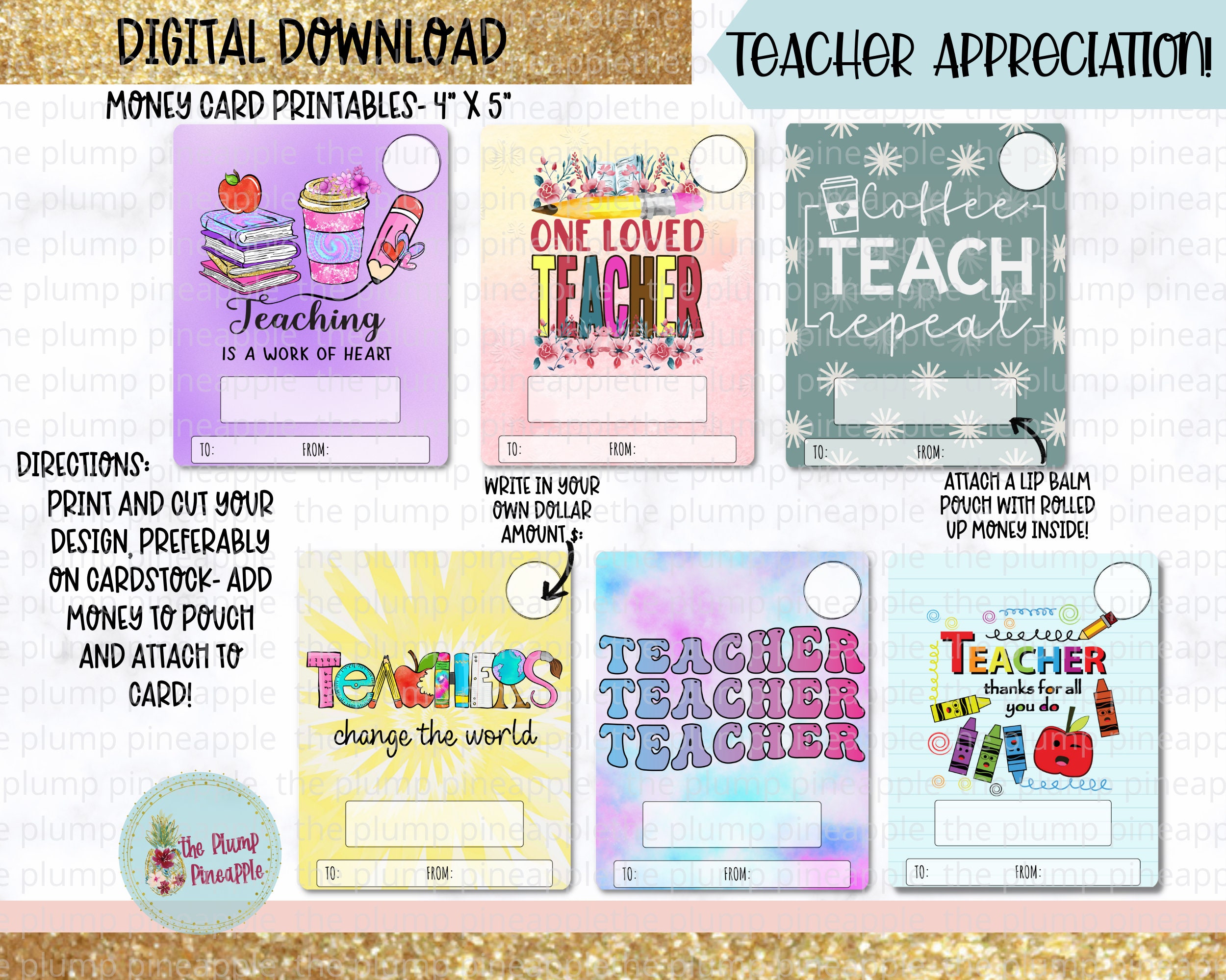 Teacher Appreciation Money Cards: Lip Balm Pouch (digital Printable) - Etsy