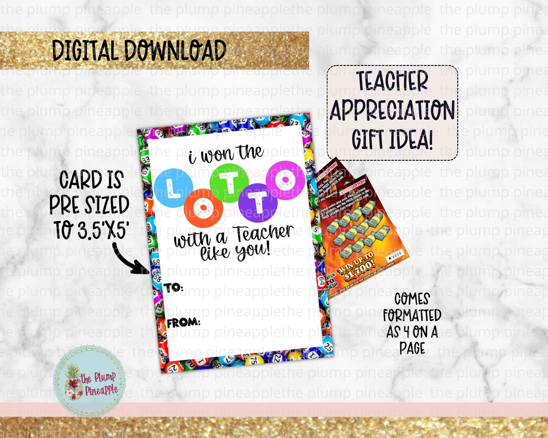 Teacher Appreciation Gift Tag: Lotto Theme (digital Download) - Etsy