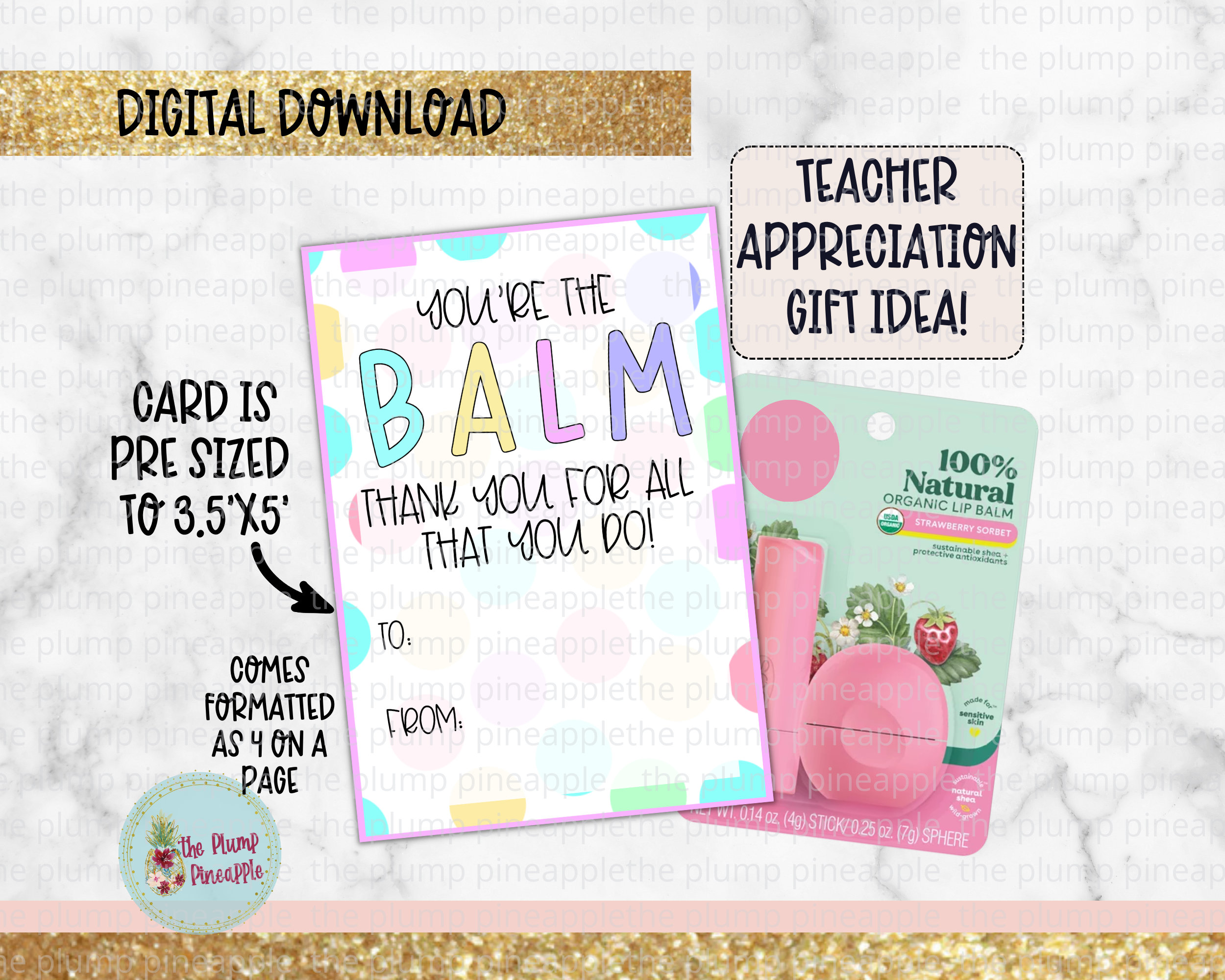 Teacher Appreciation Gift Tag: You're the Balm Printable (PDF) - Etsy