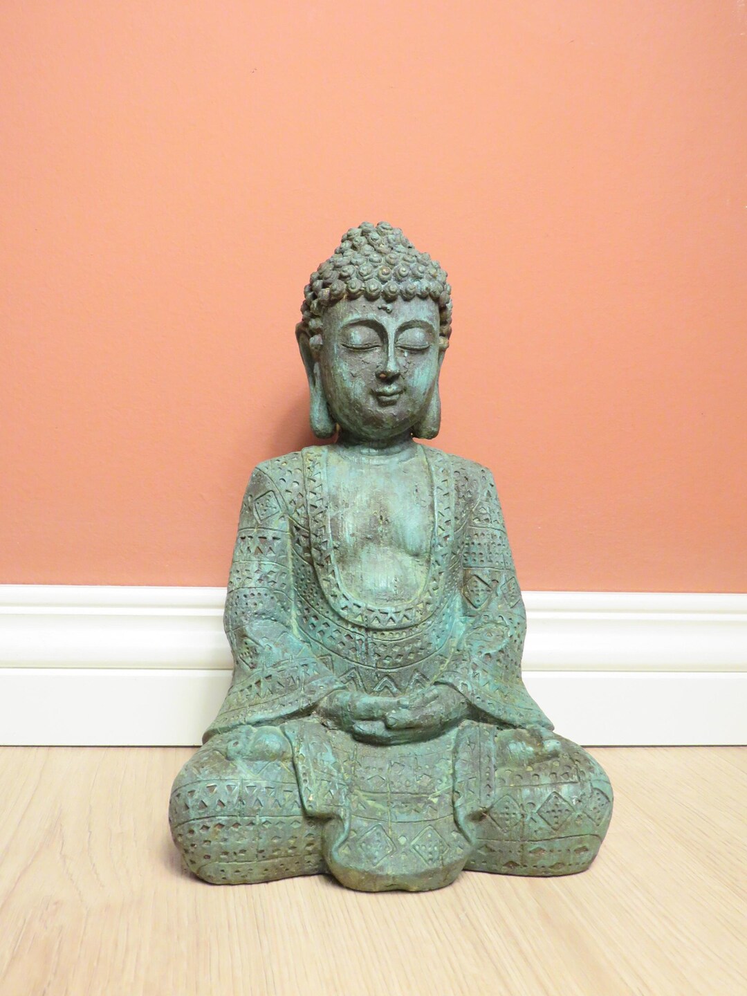 Copper Green Patina Buddha Statue Oxidated Green - Etsy