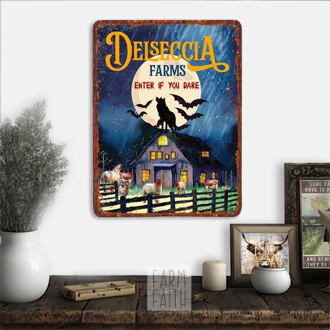 Haunted Farmhouse, Macabre Decor, Custom Tin Sign, Bloody Farm Animals ...