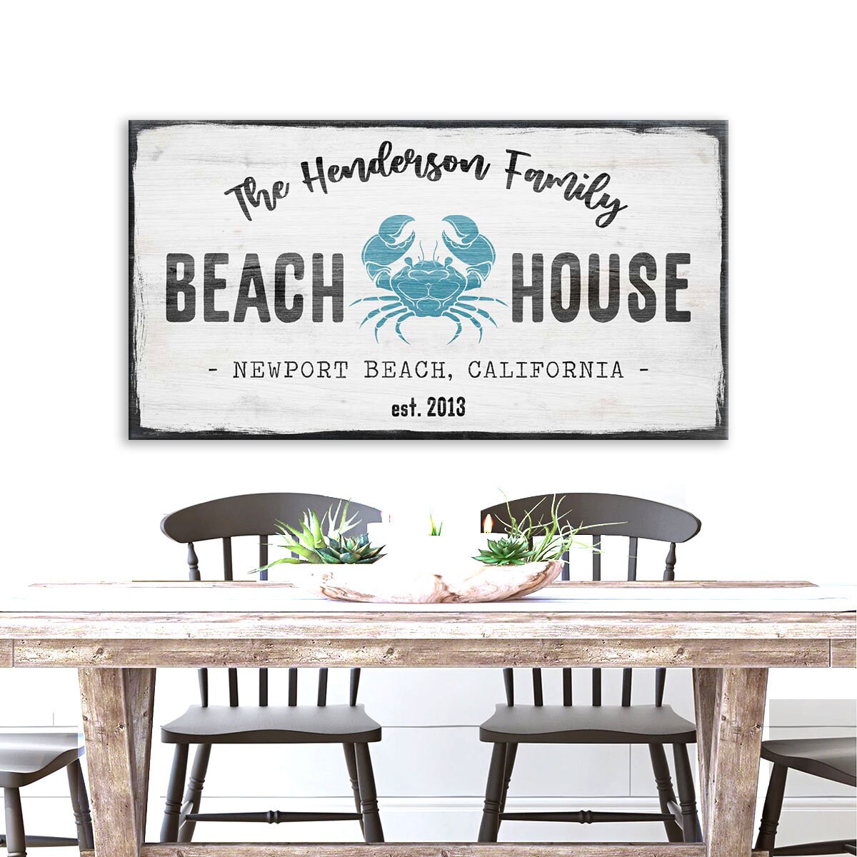 Crab Family Beach House Sign, Ocean Beach Art, Family Name Sign, Shabby ...