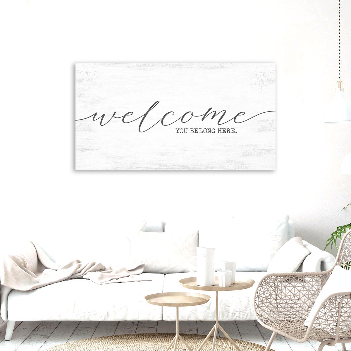 Welcome, You Belong Here, Typography, Farmhouse Entry Way Decor, Large ...