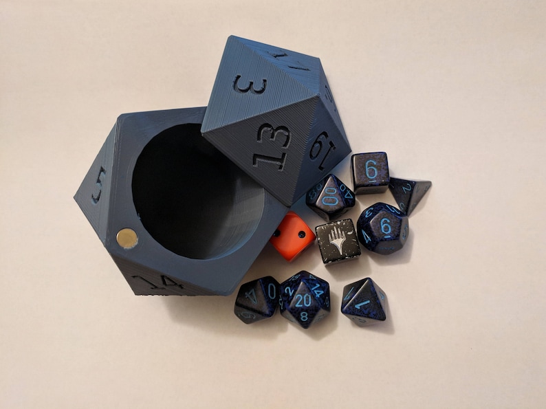 3D Printed D20 Dice Box With Magnetic Lid - Etsy