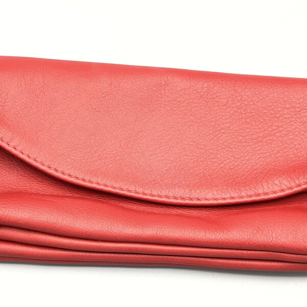 Red Leather Clutch - Etsy