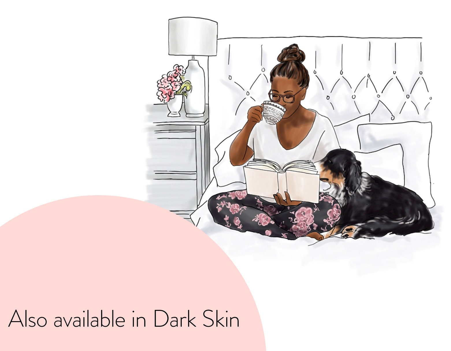 Fashion Illustration Me Time 2 Light Skin Printable Art | Etsy