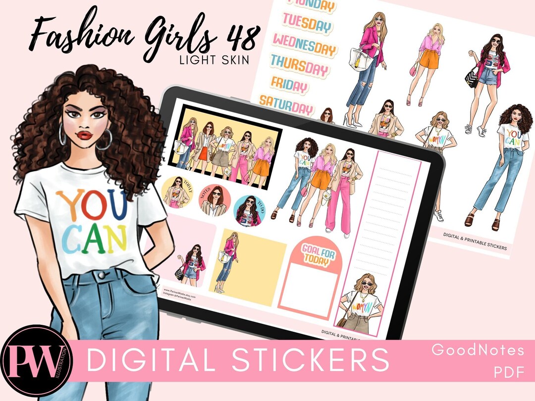 Digital Goodnotes and Printable Stickers PDF, Instant Download Fashion ...