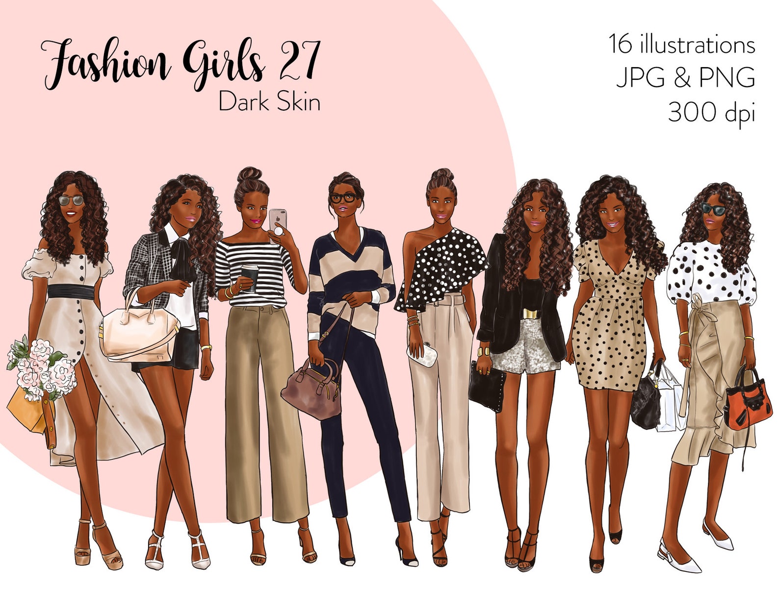 Black Girl Clipart Planner Dolls Png Fashion Girls 27 - Etsy
