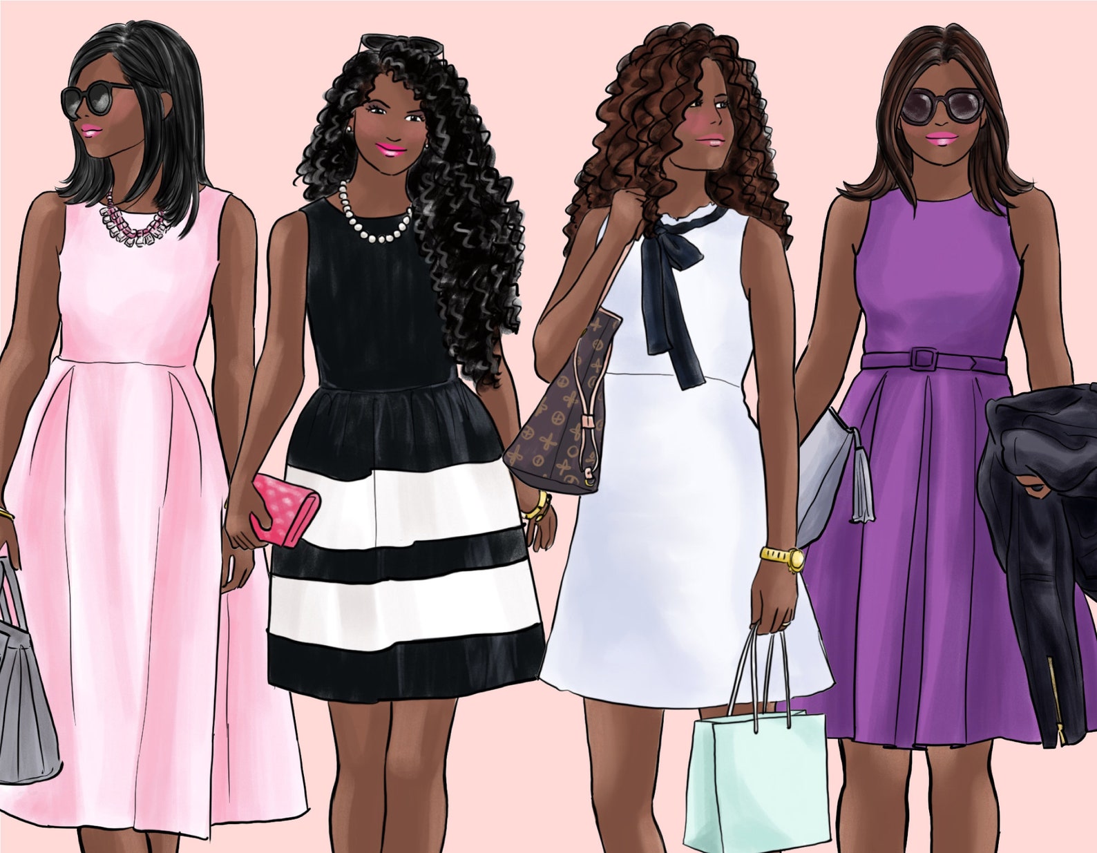 Dark Skin Fashion Illustration Clipart - Volume 36: Watercolor Art ...